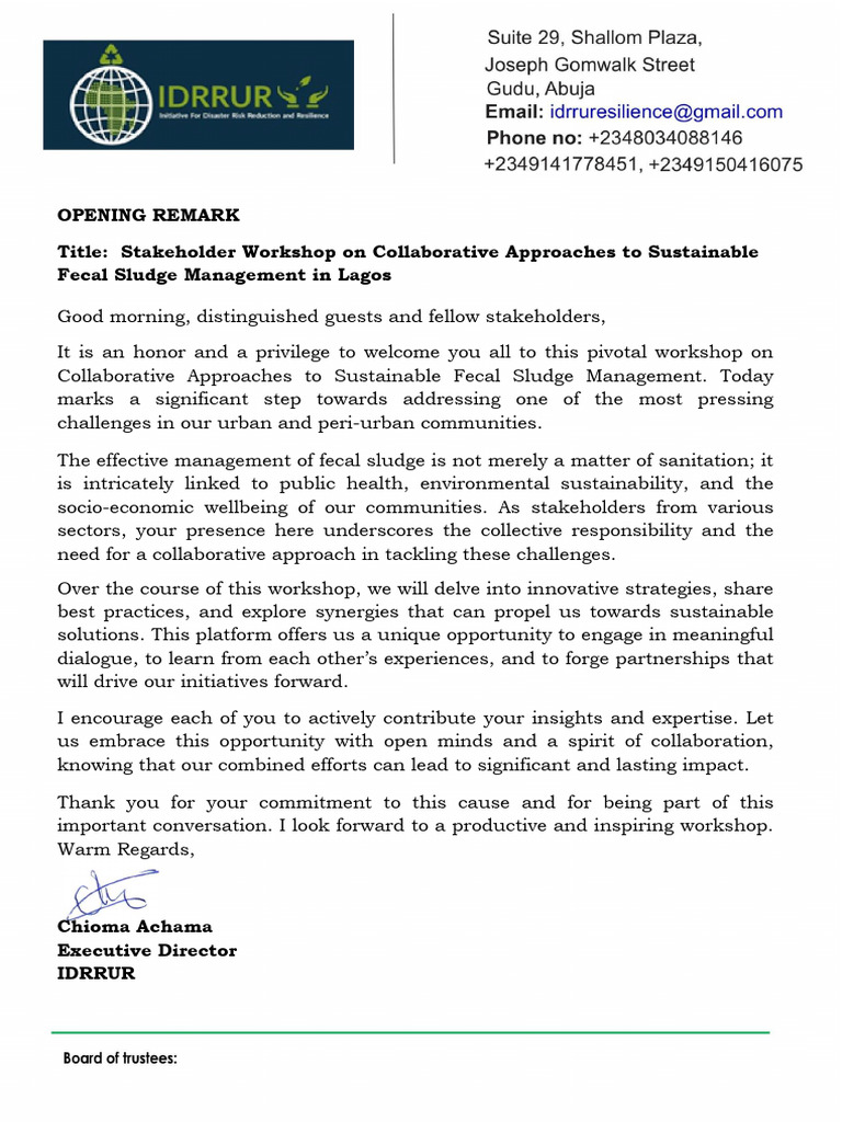 IDRRUR Opening Remark | PDF | Business