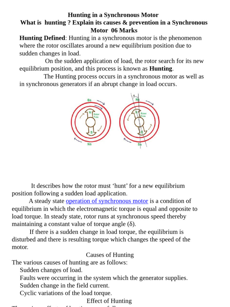 Hunting in A Synchronous Motor | PDF | Technology & Engineering