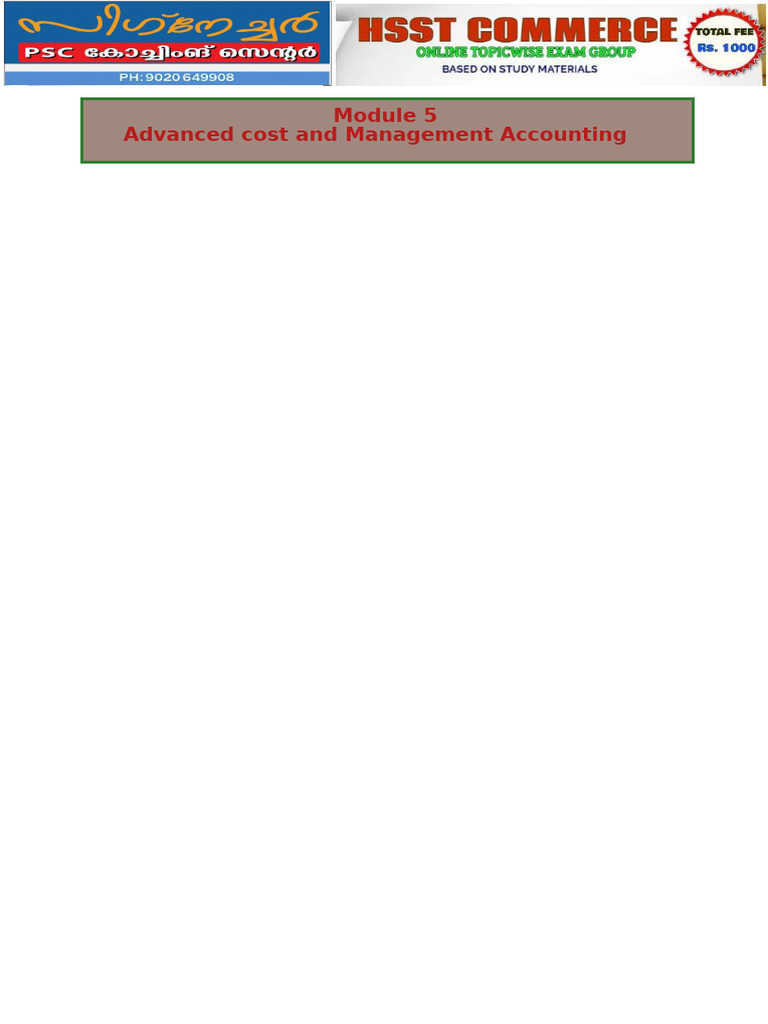 Day 22 Process Costing HSST Commerce | PDF