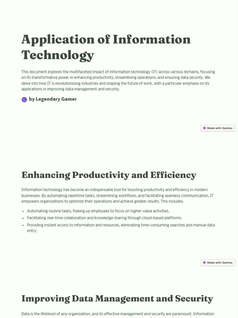 Impact of IT on Productivity & Security | PDF | Business | Technology ...