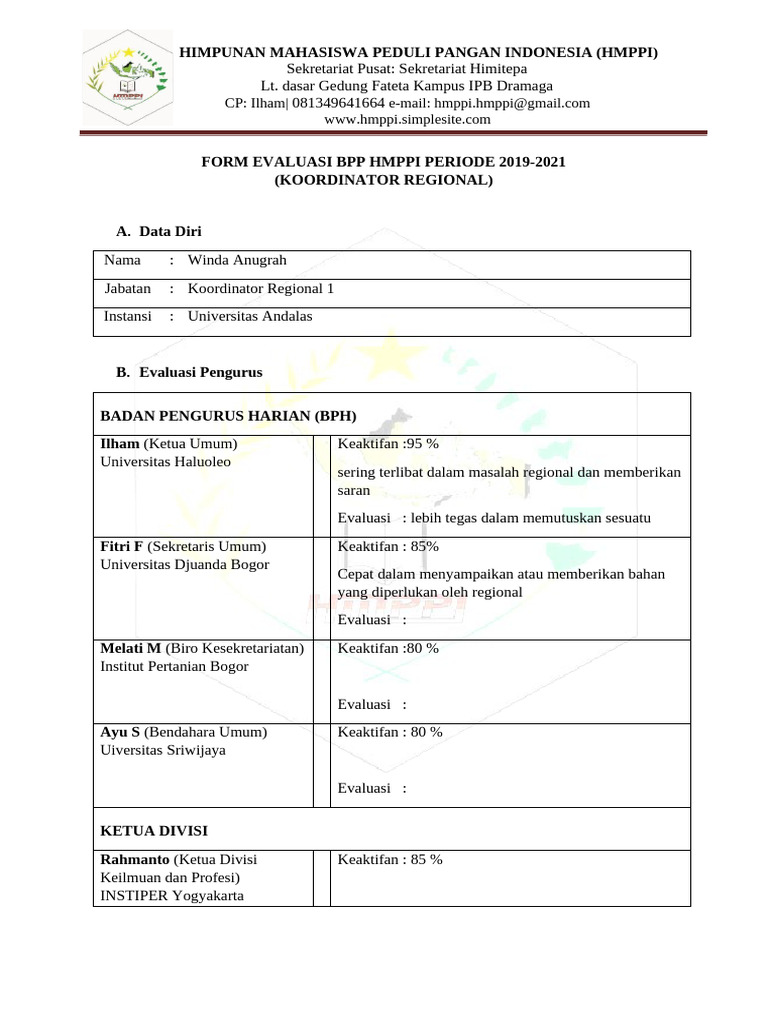 Evaluasi HMPPI 2019-2021 | PDF | Karier & Perkembangan | Ilmu Sosial
