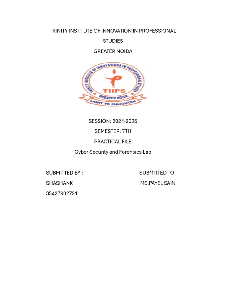 Cyber Security & Forensics Lab File | PDF | Computers