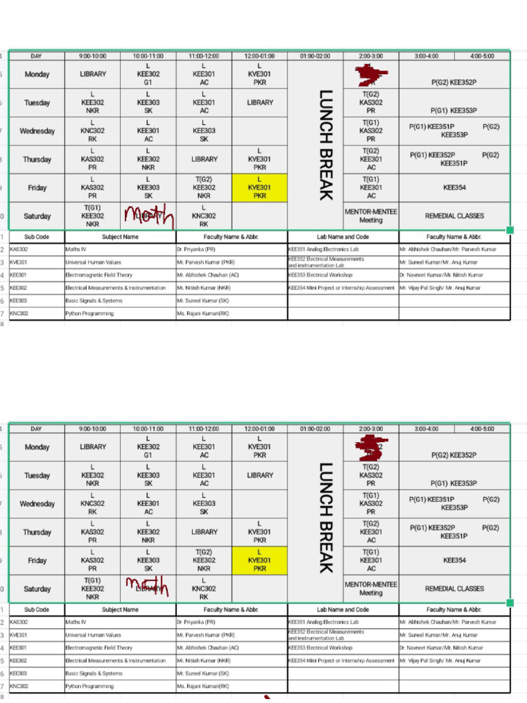 New Time Table | PDF