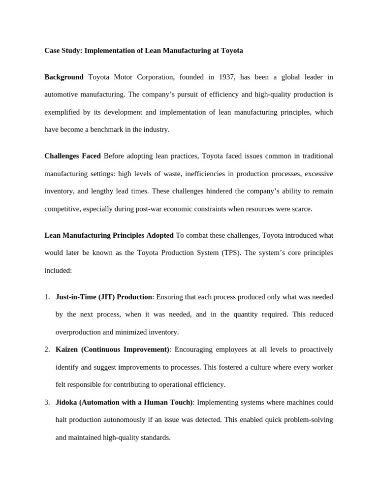 Case Study | PDF | Lean Manufacturing | Business Process