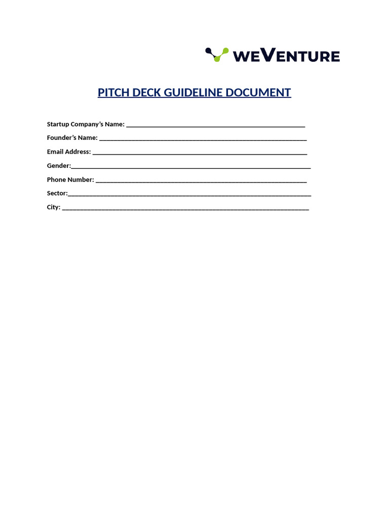 Pitch Deck Guideline Document Word | PDF | Human Communication
