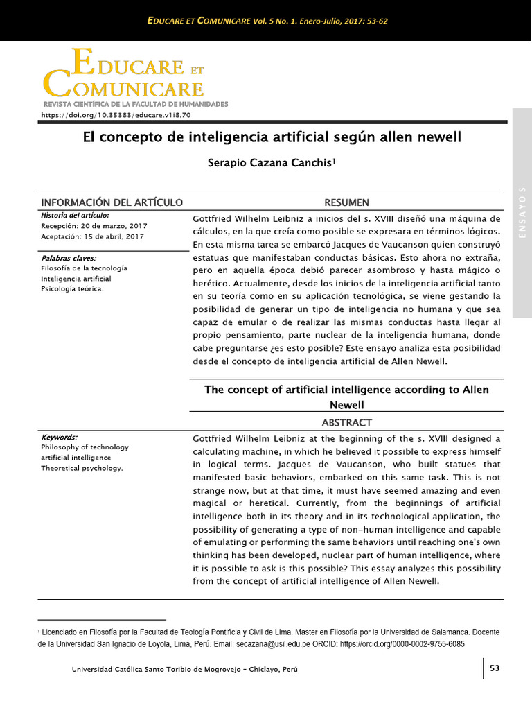 El Concepto de Inteligencia Artificial Segun Allen | PDF | Inteligencia ...