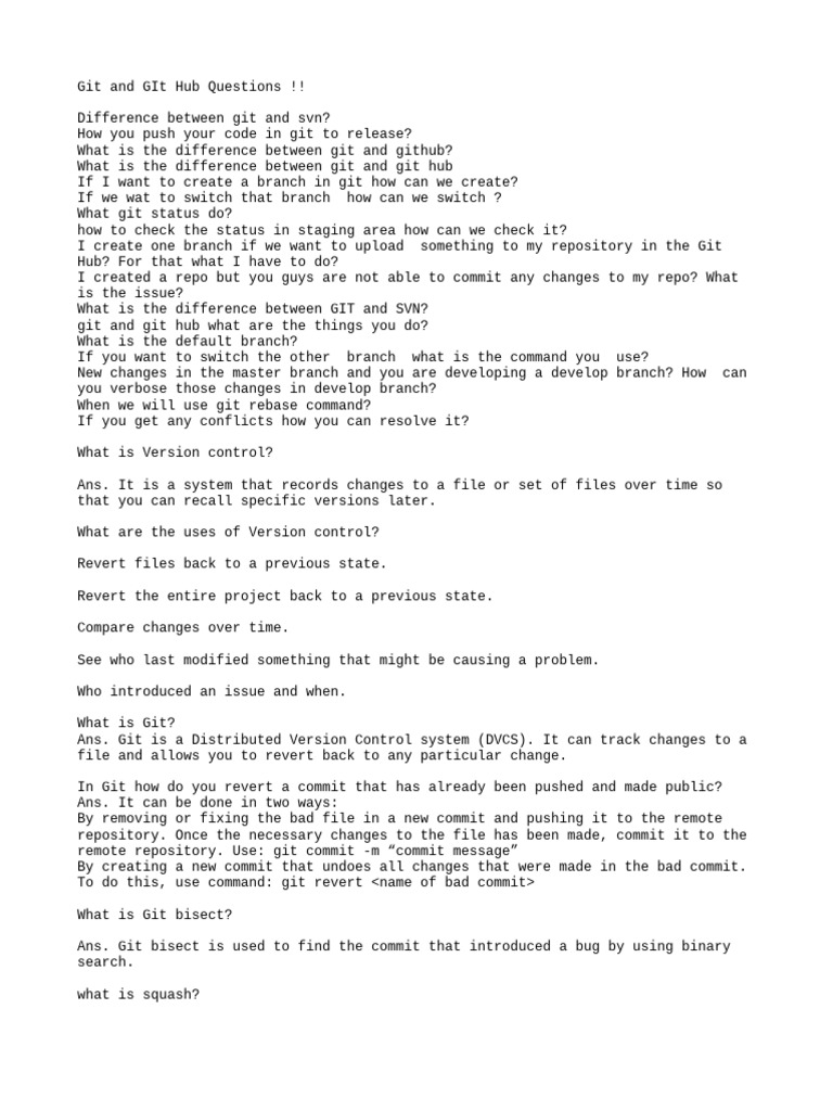 Git And Git Hub Pdf Version Control Source Code