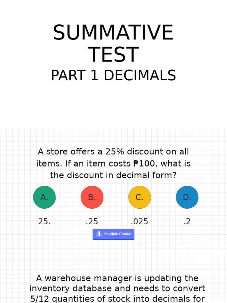 Summative Test in Business Math - Decimals and Percentage | PDF ...