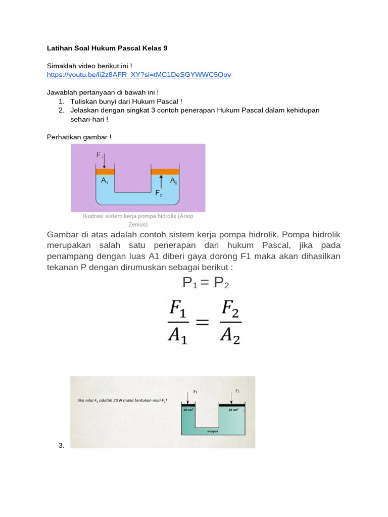 Latihan Soal Hukum Pascal Kelas 9 | PDF | Sains & Matematika | Teknologi & Rekayasa