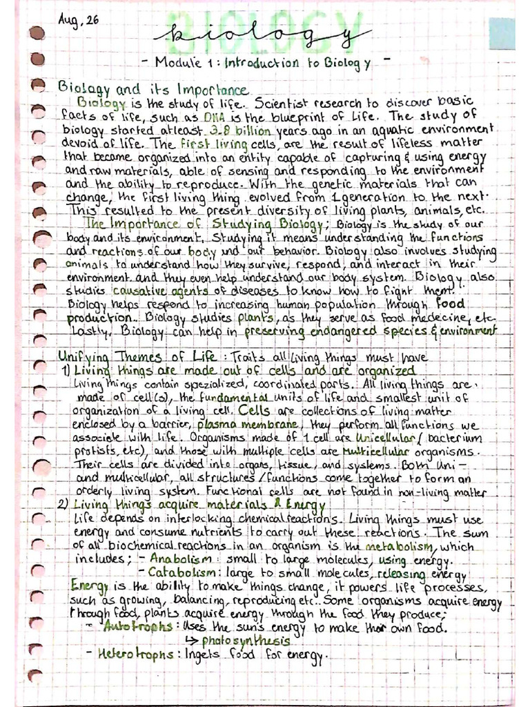 Module 1. Introduction To Biology | PDF