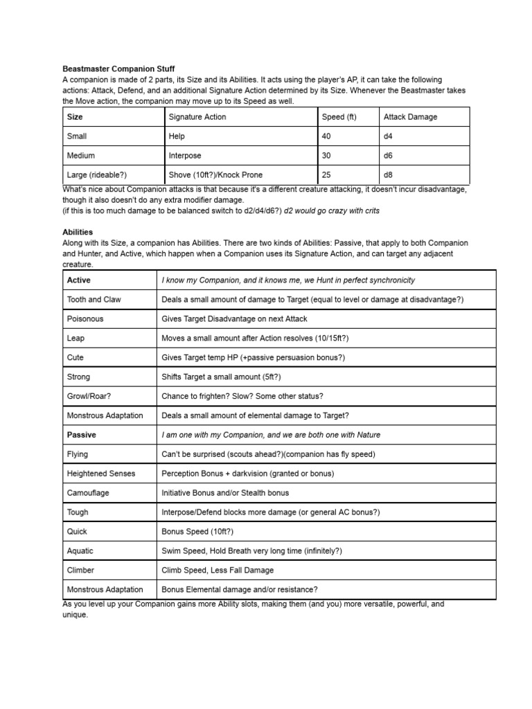 Beastmaster Companion Stuff-1 | PDF