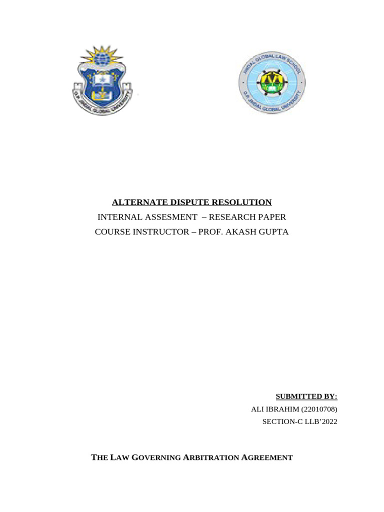 ADR - Response Paper IA1 - Ali Ibrahim - 22010708 | PDF | Arbitration ...