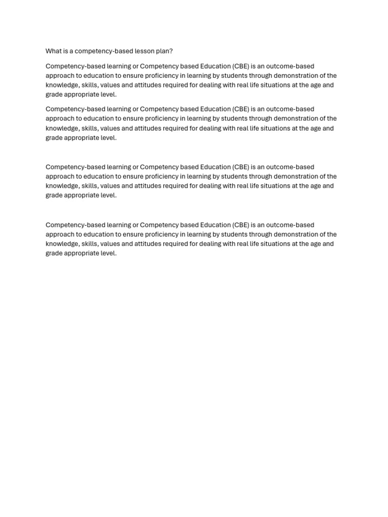 Competency-Based Lesson Plan | PDF | Business | Wellness