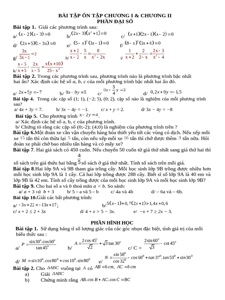 De Cuong ghk1 Toan 9 | PDF
