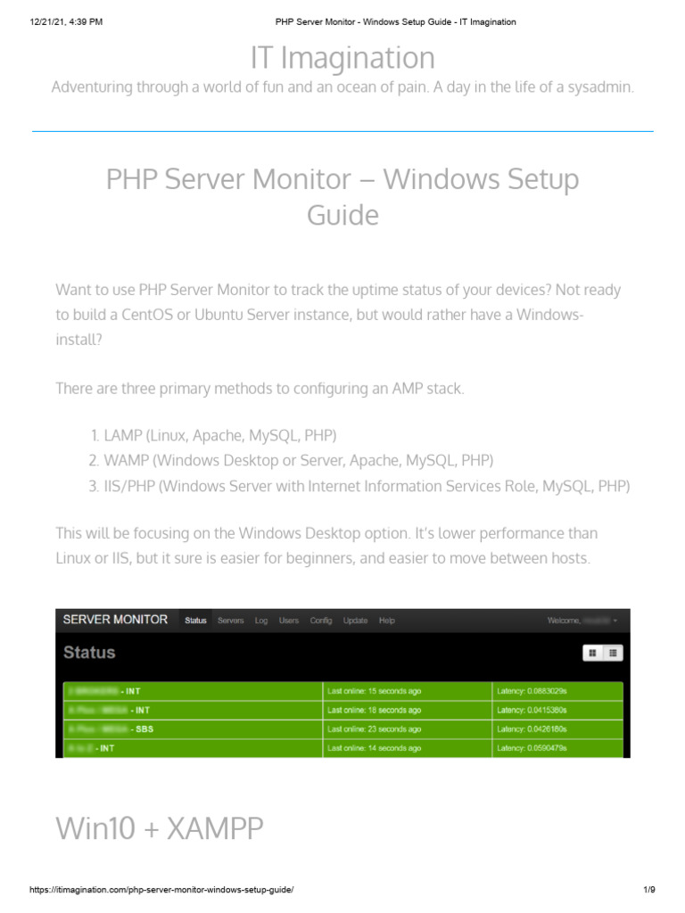 PHP Server Monitor - Windows Setup Guide - IT Imagination | PDF | Php ...