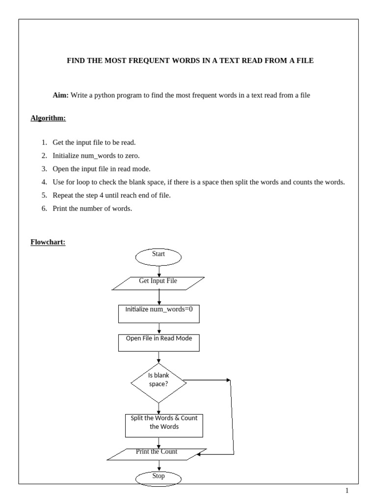To Find The Most Frequent Words in A Text Read From A File (1) PYTHON | PDF | Computers