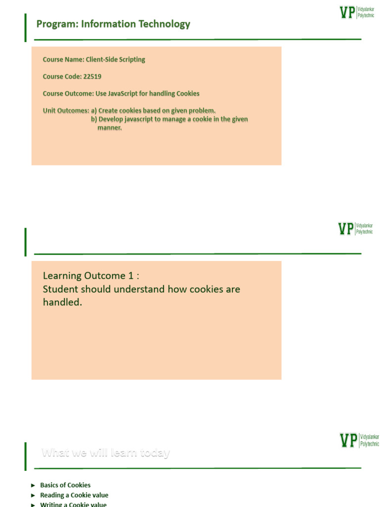JavaScript Cookie Management Basics | PDF | Http Cookie | Document Object Model