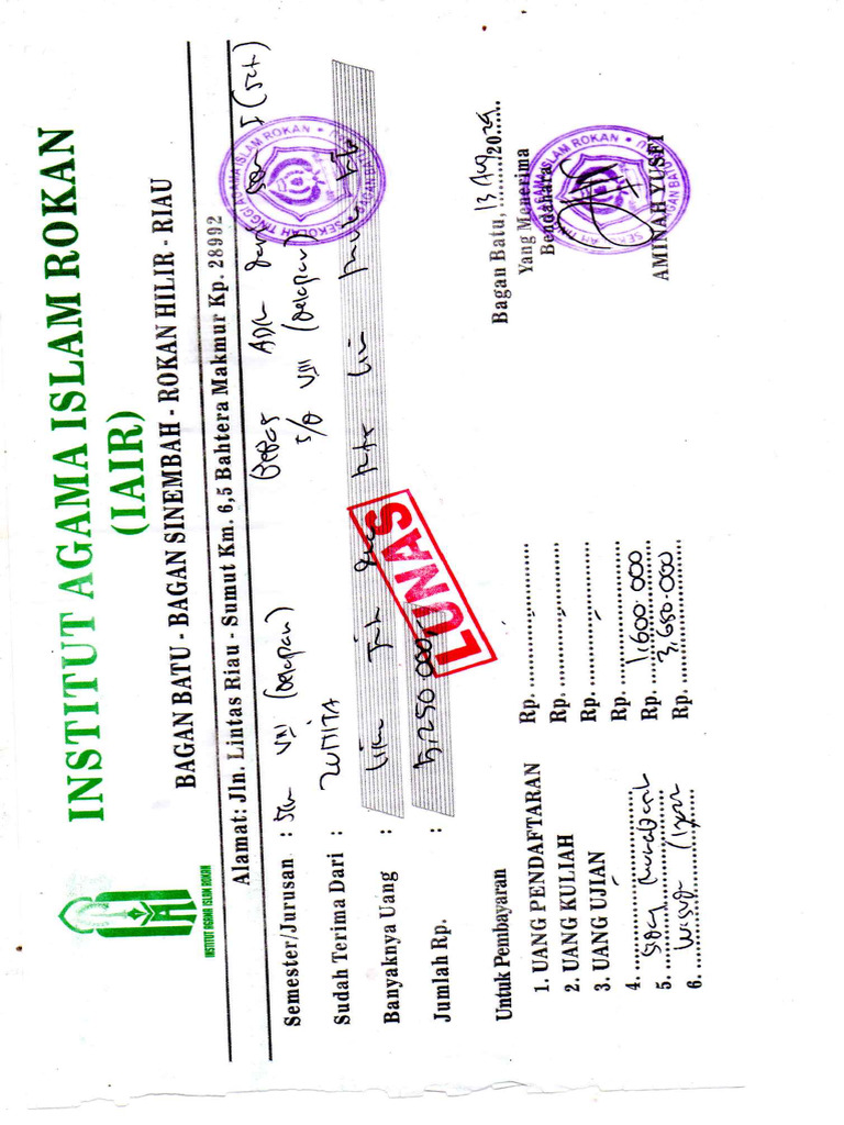 Bukti Pembayaran Lunas | PDF