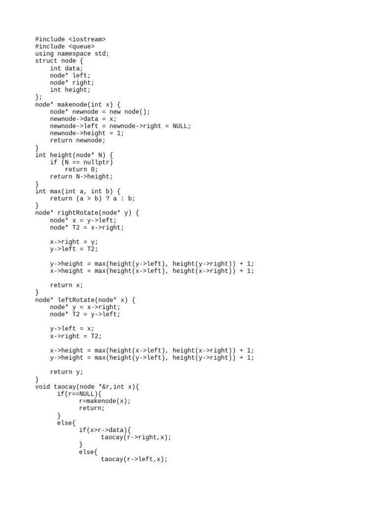 AVL Tree Implementation in C++ | PDF | Computer Programming | C++