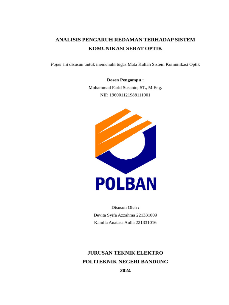 Redaman dalam Sistem Komunikasi Serat Optik | PDF | Teknologi & Rekayasa
