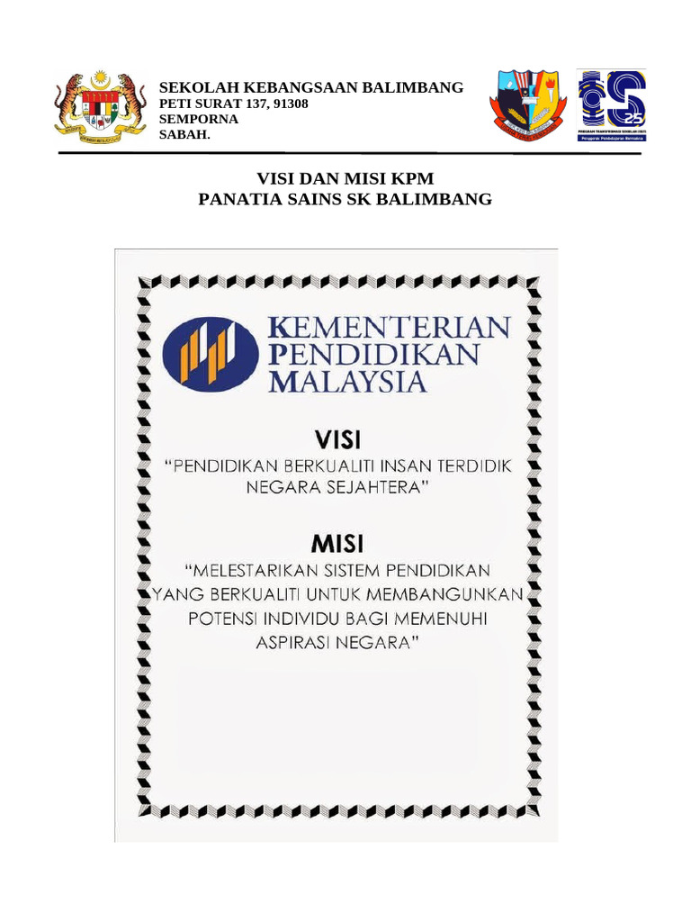 Misi Dan Visi KPM | PDF
