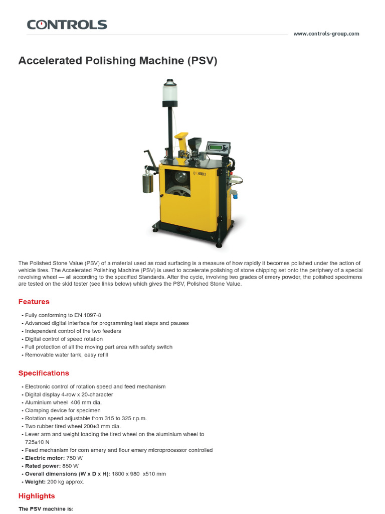 Accelerated Polishing Machine PSV | PDF