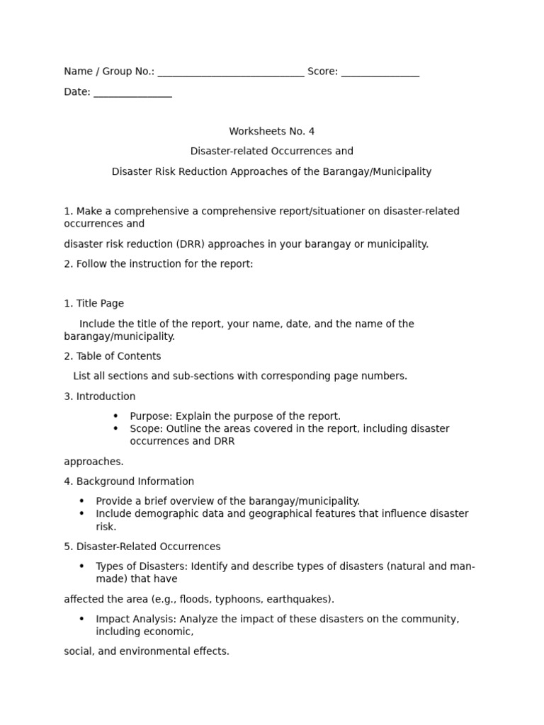 Disaster Risk Reduction in Barangay Catublian | PDF | Disaster Risk ...
