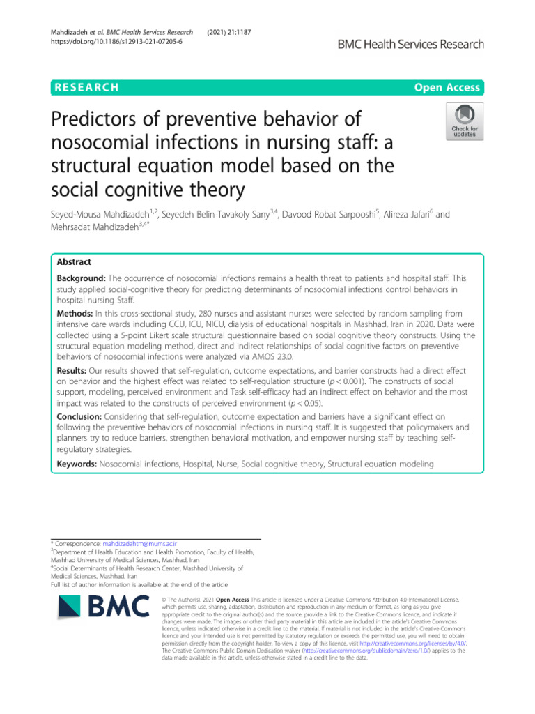 10 - Predictors of Preventive Behavior of Nosocomial Infections in ...