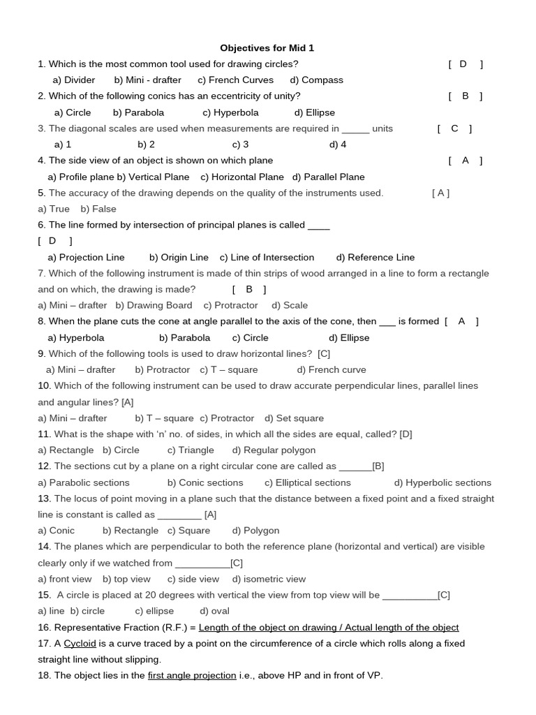Eg Mid 1 Bit Wise Que Imp | PDF | Ellipse | Line (Geometry)