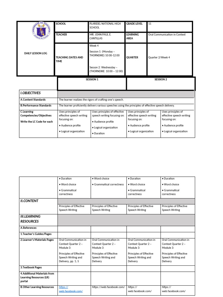 Q2 Oral Com Week 4 | PDF | Learning | Cognitive Science