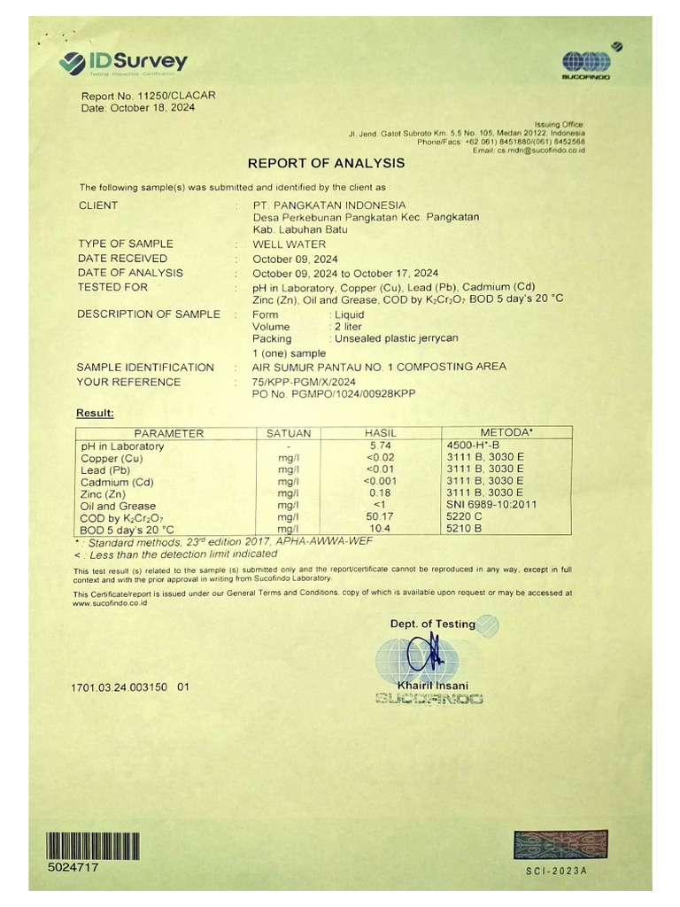 Air Sumur Pantau - 1 | PDF