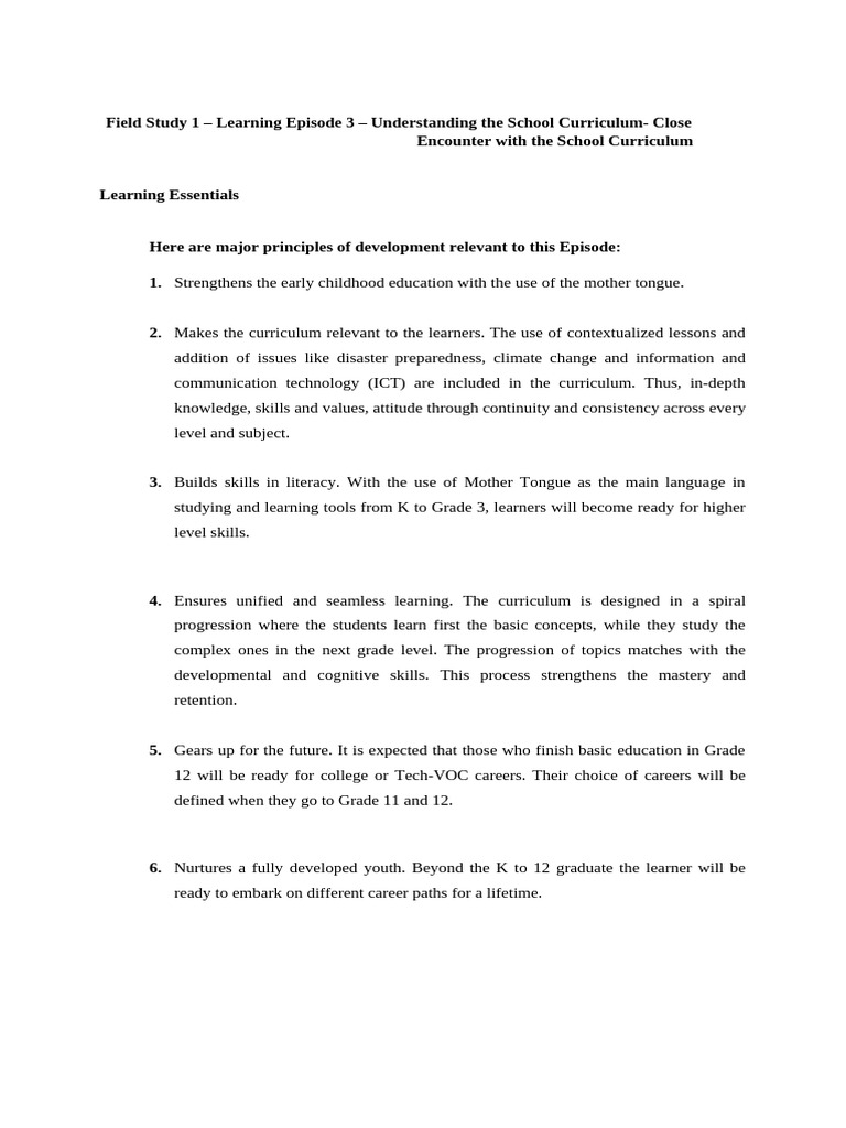 FS1 - Learning Episode 3 The Teacher and The School Curriculum - Lesson and Activities-1 ...