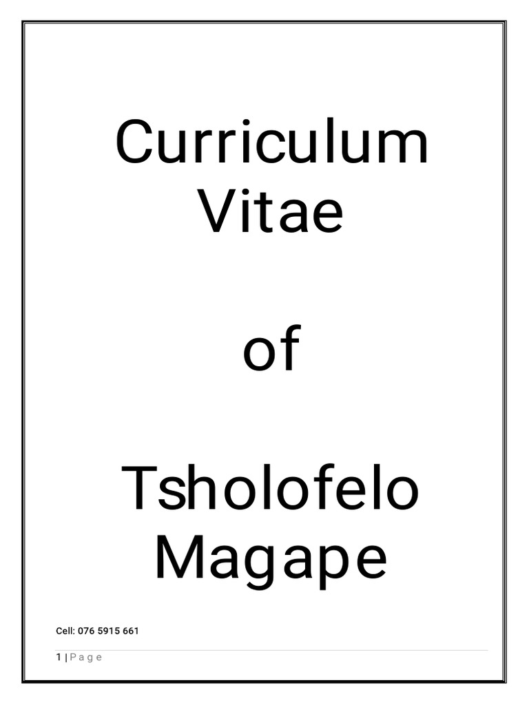 Tsholofelo Mogape Pdf