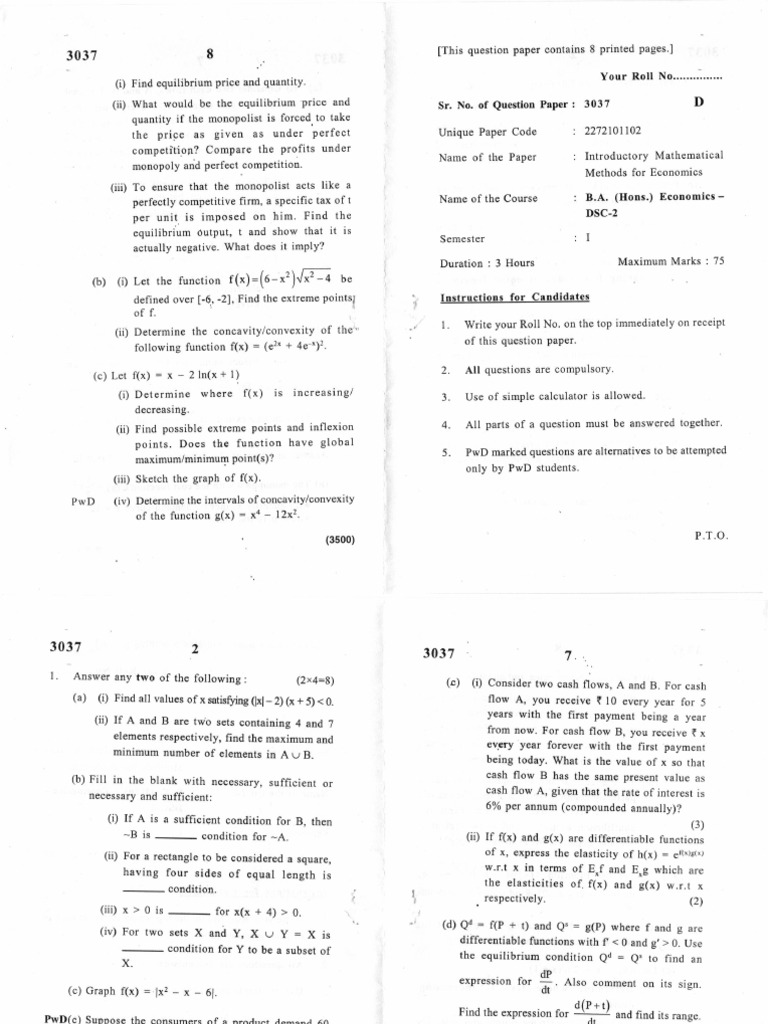 B.A. H Economics Introduct TZfz0Lw | PDF | Demand | Economic Equilibrium