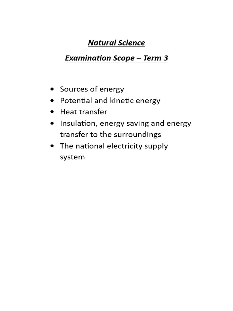Term 3 Natural Science Exam Topics | PDF