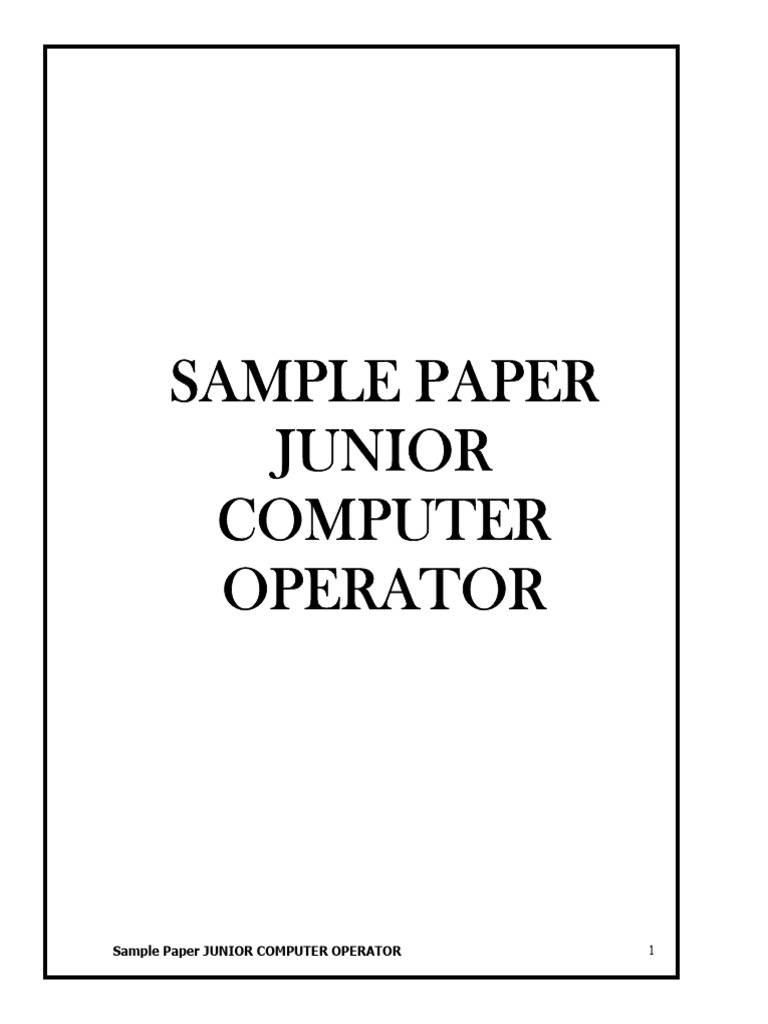 Junior Computer Operator | PDF | Server (Computing) | Computer Hardware