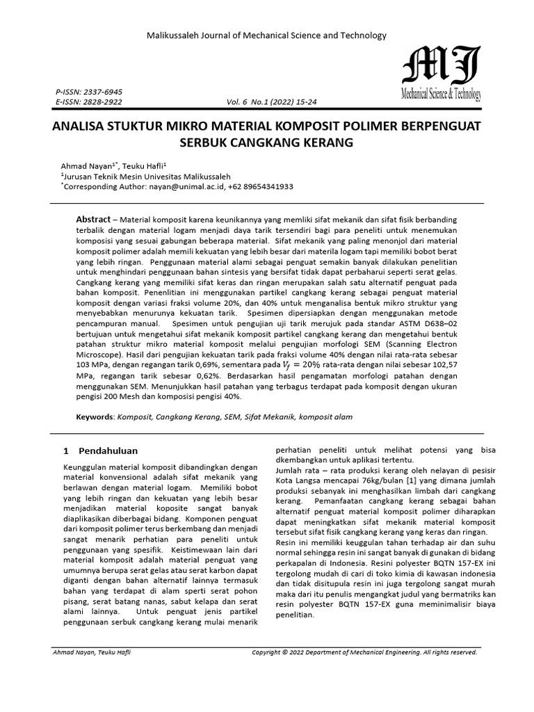 Analisa Stuktur Mikro Material Komposit Polimer Be | PDF