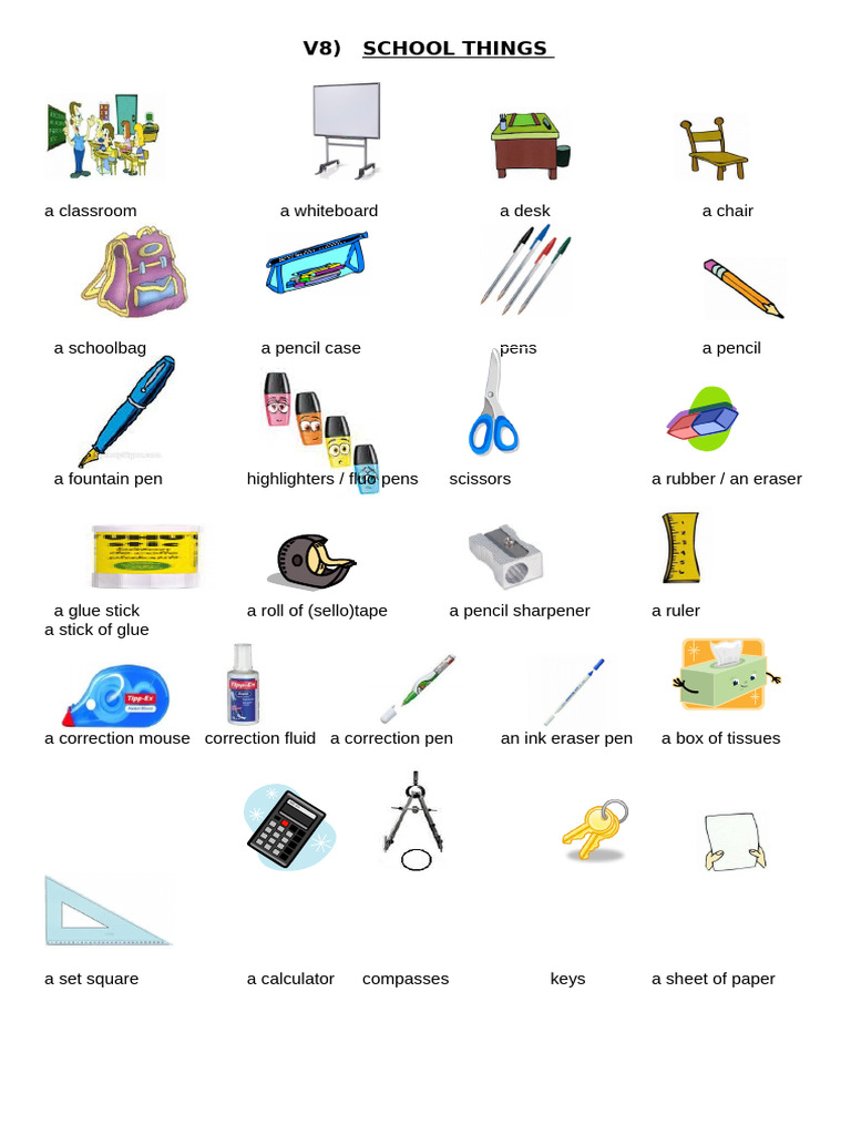 8 School Things Key 2 | PDF