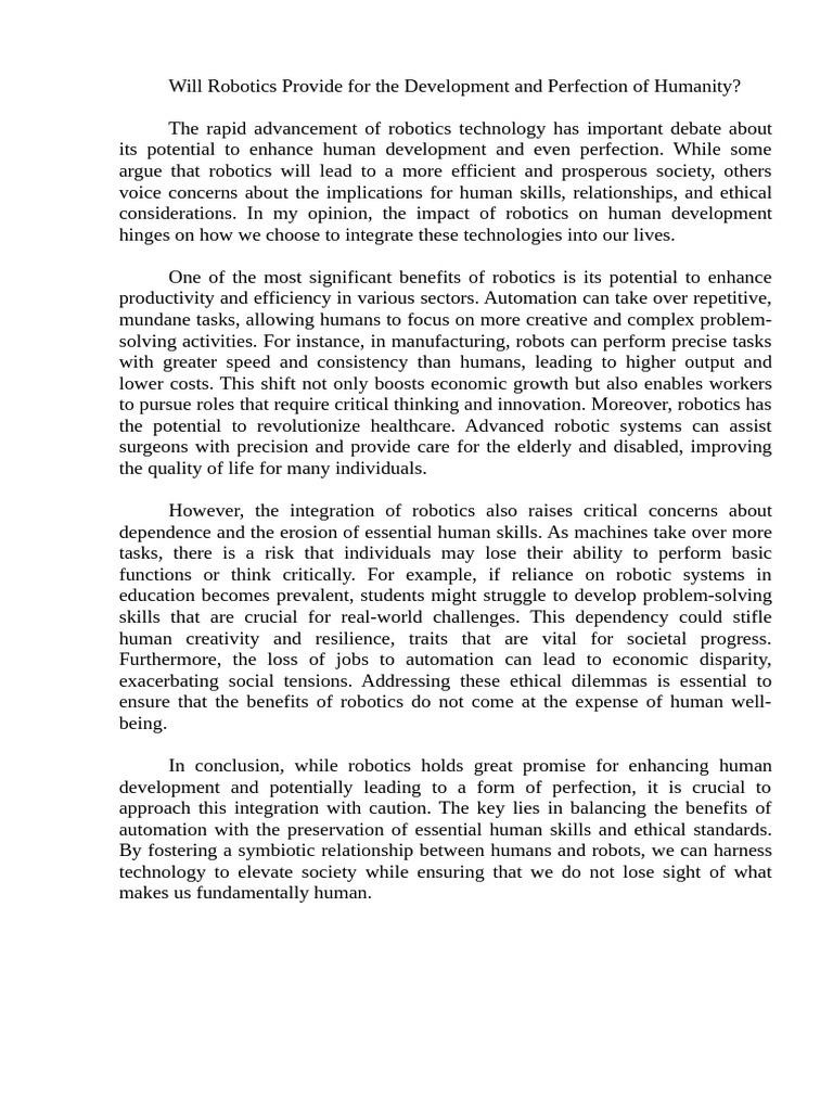 Essay | PDF | Robotics | Automation