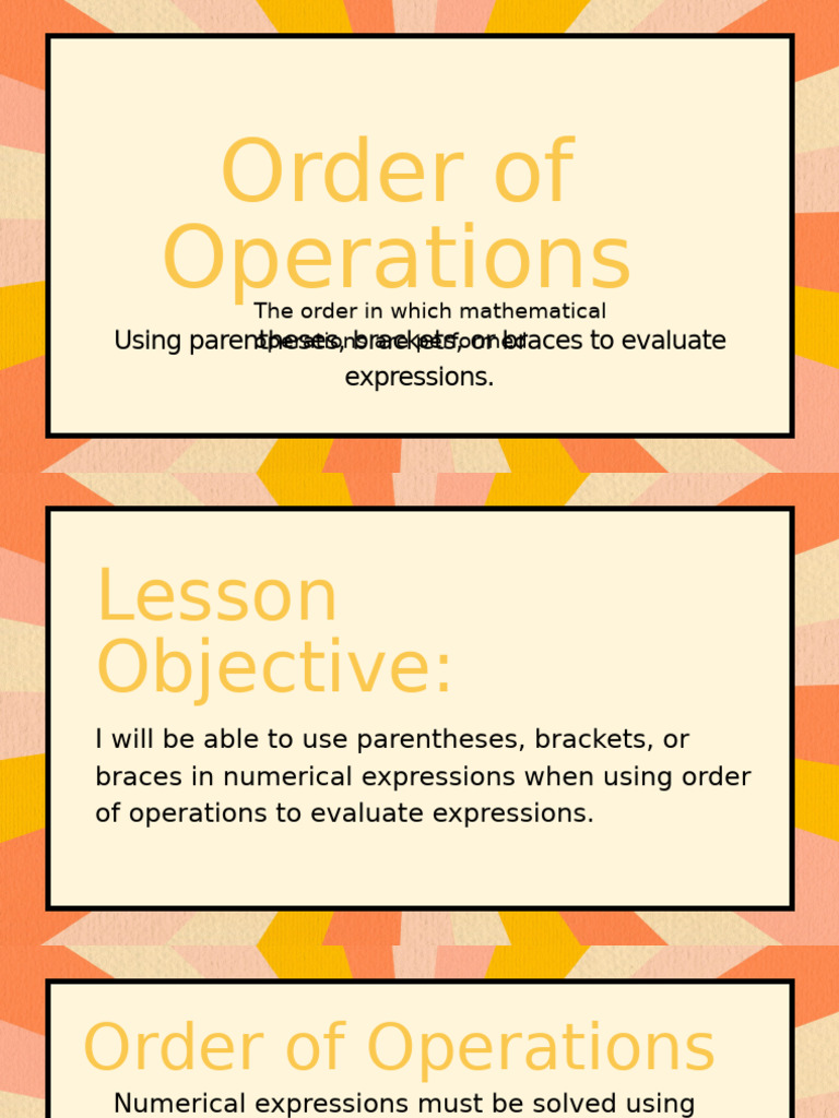 Math Order of Operations Presentation Pink Yellow and Orange Retro ...