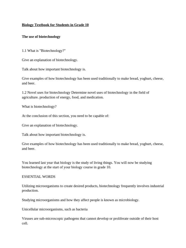 Grade 10 Biotechnology Overview | PDF | Yeast | Yogurt