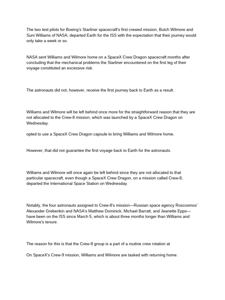 A SpaceX Spacecraft Is Returning To Earth. | PDF | Human Spaceflight ...