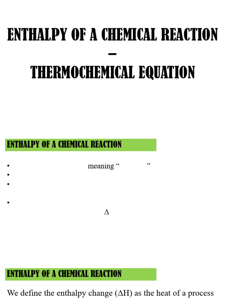 Enthalpy & Thermochemical Equations | PDF | Science & Mathematics
