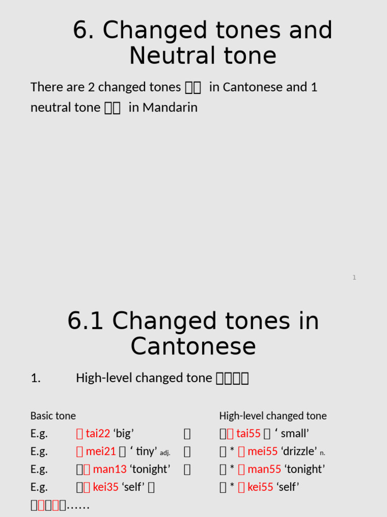 Tone Changes in Cantonese & Mandarin | PDF | Tone (Linguistics) | Word
