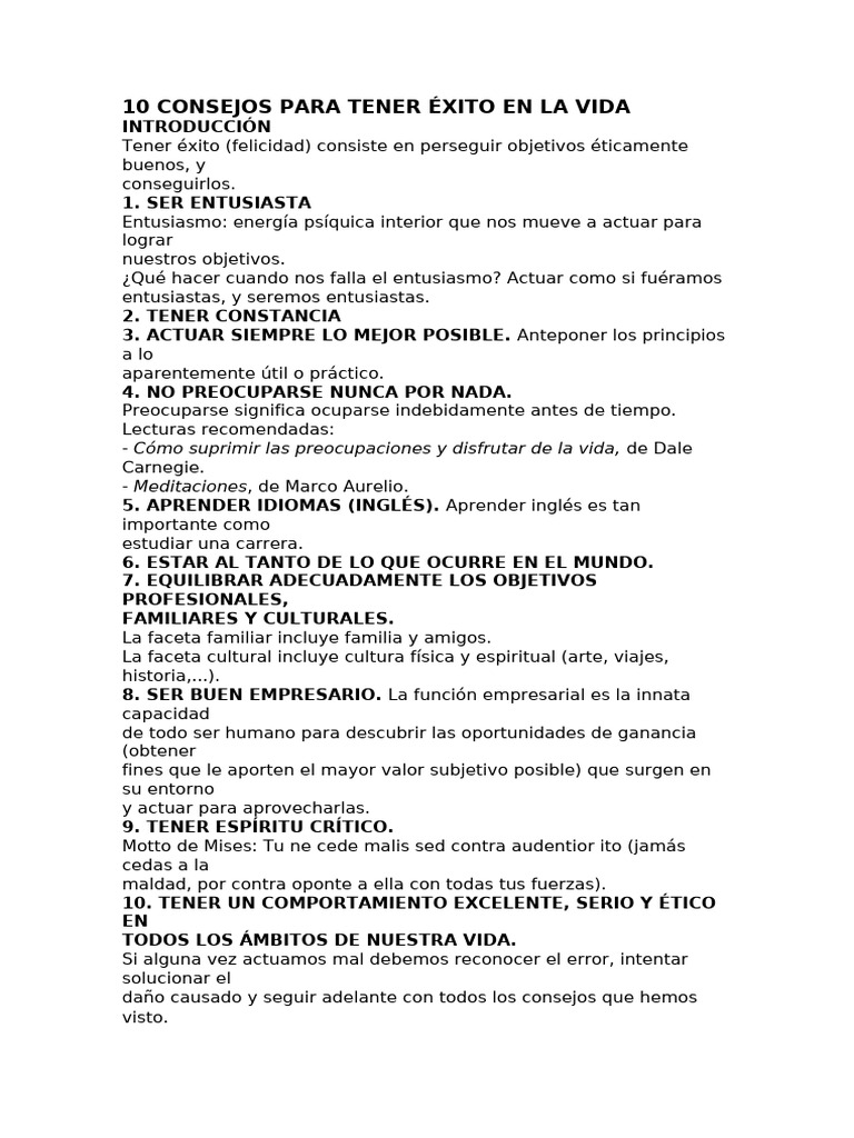 Consejos para Tener Exito | PDF