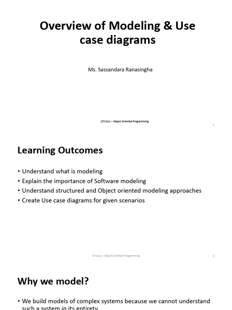 Session 02 Overview Of Modeling Use Case Diagrams V2 Pdf Use Case Inheritance Object