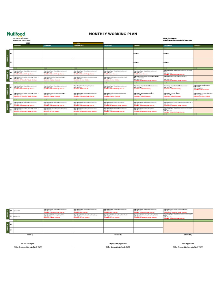 Working Plan w4 t9 Ngân | PDF