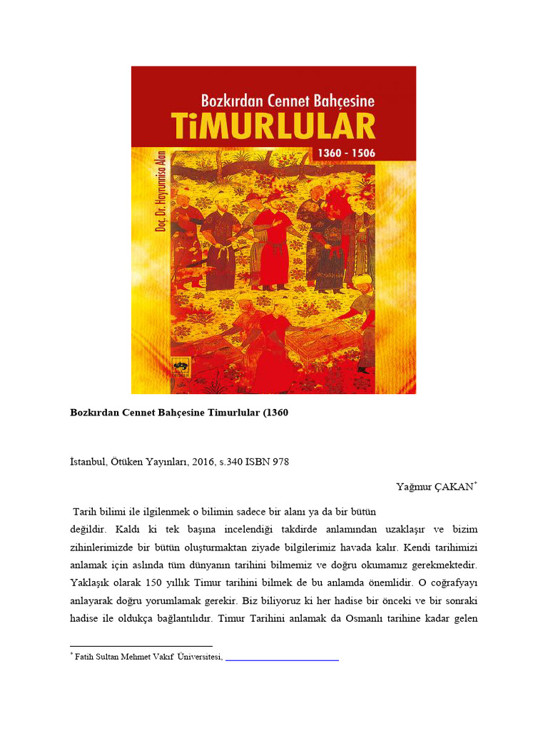 Bozk - Rdan Cennet Bah - Esine Timurlular (1360-1506) (#181264) - 160615 | PDF