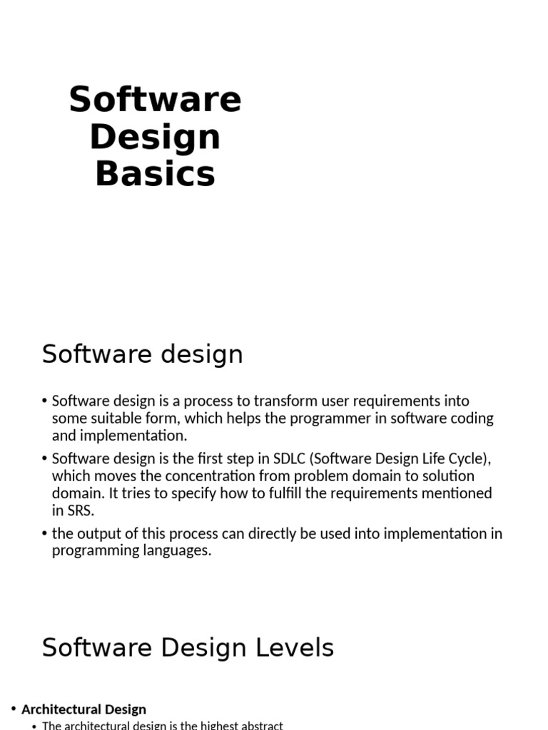 Software Design Basics | PDF | Computer Engineering | Information Technology Management