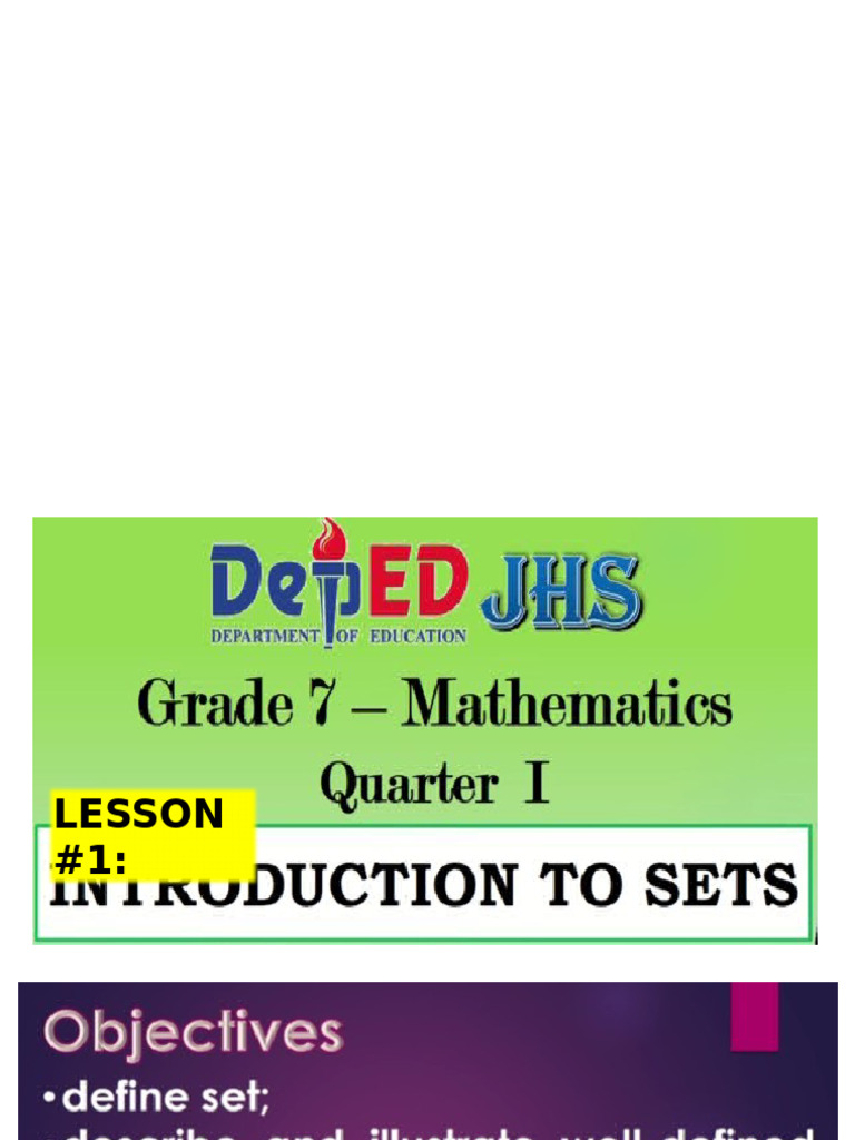 G7 Q1 L1 Introduction To Sets | PDF